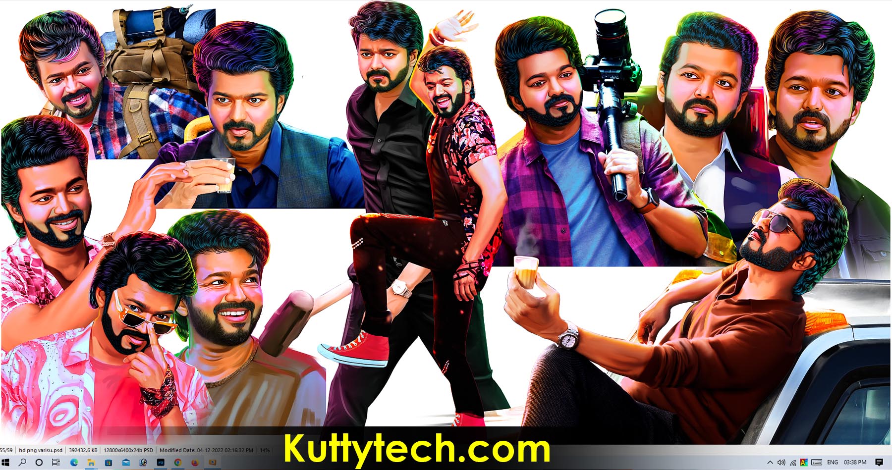 Thalapathy Vijay Varisu Digital Painting HD Photos - Kutty Tech