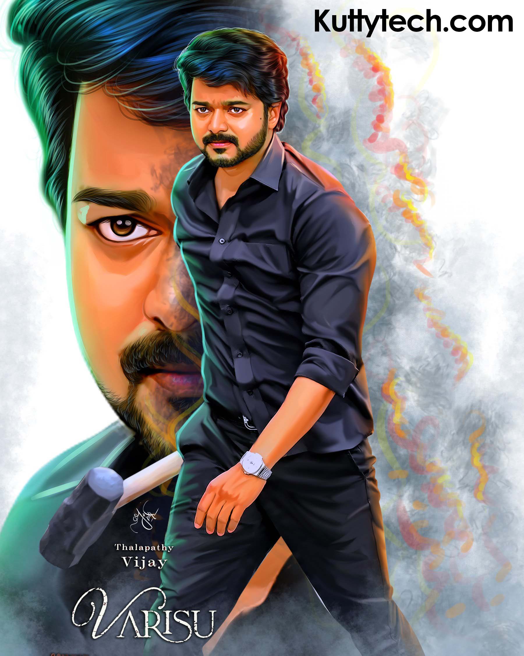 Thalapathy Vijay Varisu Digital Painting HD Photos - Kutty Tech