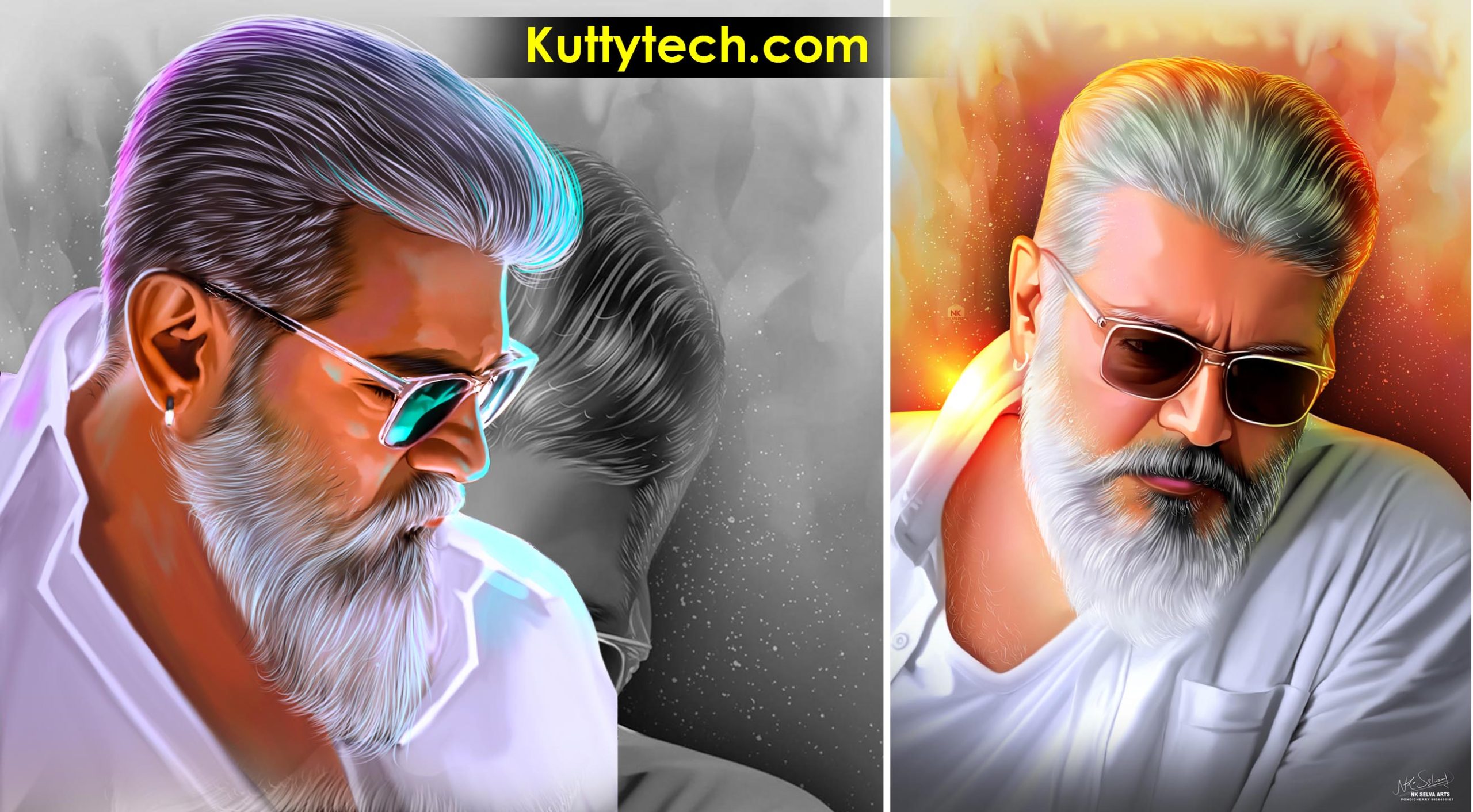 Thunivu Movie Thala Ajith Photo Digital Painting - Kutty Tech